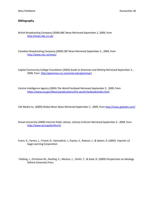 Humanities Bibliography | DOCX