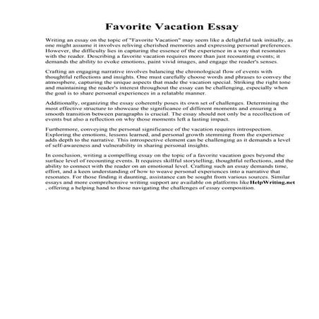 Favorite Vacation Essay | PDF