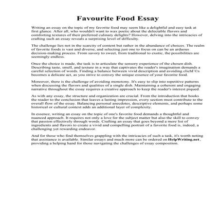Favourite Food Essay | PDF