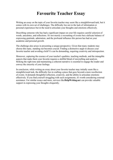 Essay My Favorite Teacher | PDF