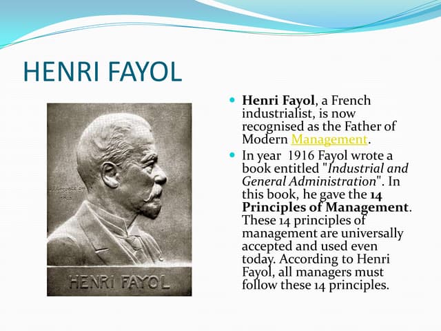 Contribution of Henri Fayol to the development of Management theory ...