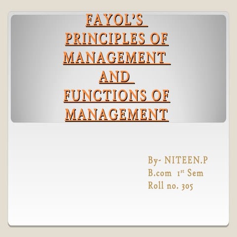 Fayol principle of mgt | PPT