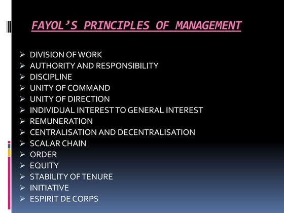 PRINCIPLES OF MANAGEMENT by Henry fayol | PPT