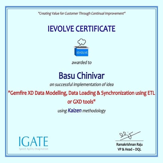 IEVOLVE Kaizen Certificate_Basu Chinivar | PDF