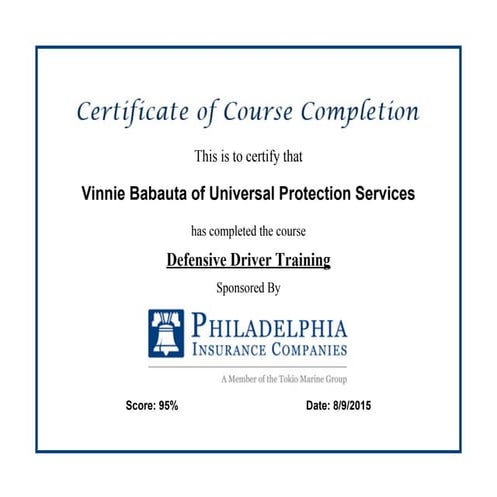 Vinnie_Babauta_Defensive_Driver_Certificate | PPT