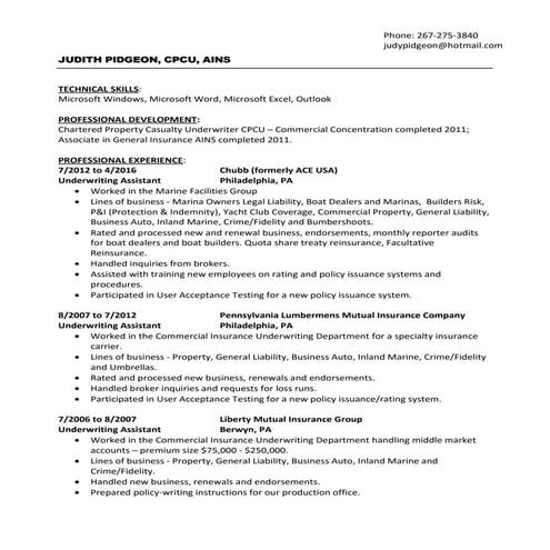 Resume CPCU 042916 | PDF