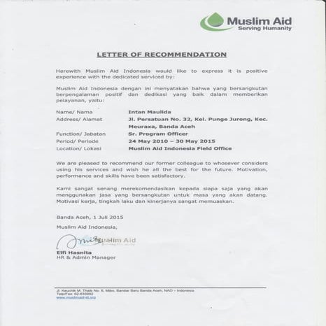 Ref Letter-Christian Aid | PDF