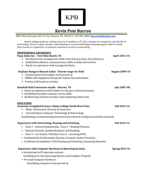 Kevon's resume | PDF