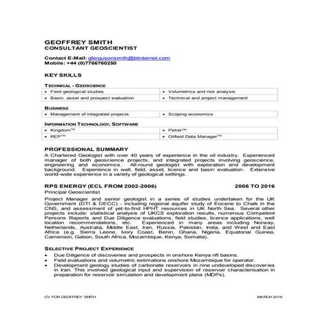 Geoff Smith CV full | DOCX