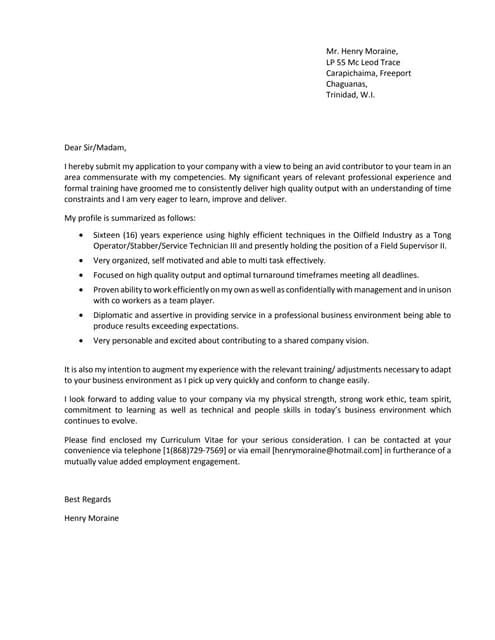 Cover Letter - Timothy Sergeant | PDF