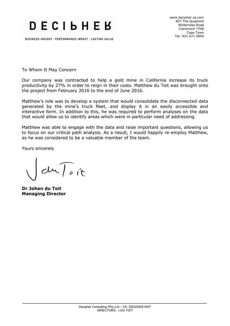 Recommendation Mike Buttner VP T Systems | PDF