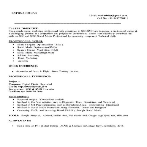 Seo omkar resume 111 | DOCX