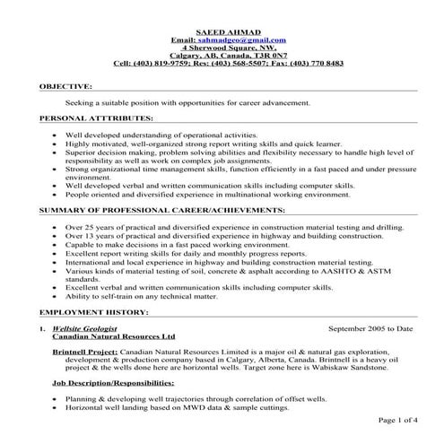 Resume (Material Specialist) | DOC
