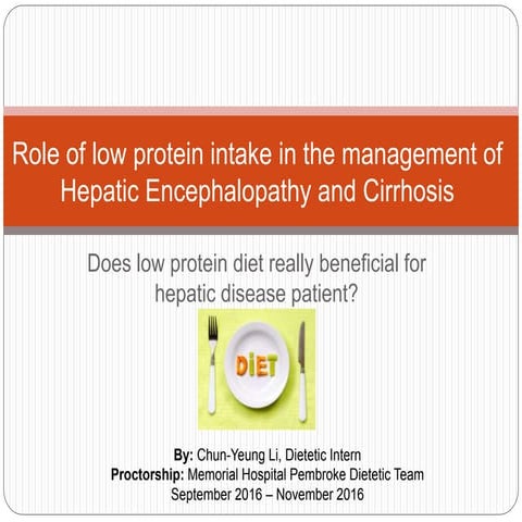 Role of low protein intake in the management | PPTX