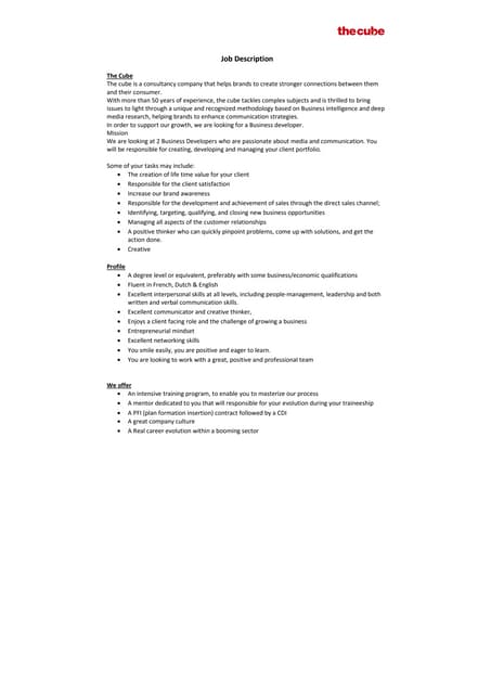 BD senior job description | PDF