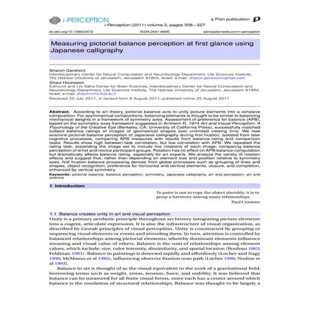 Measuring pictorial balance perception at first glance using Japanese ...