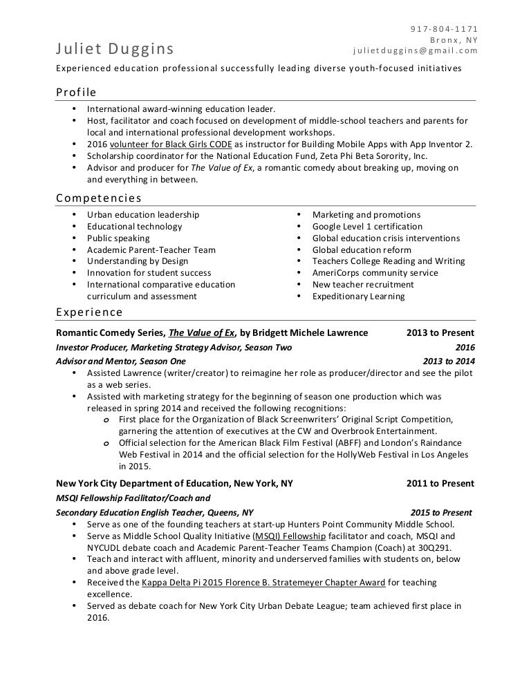 Juliet Duggins resume