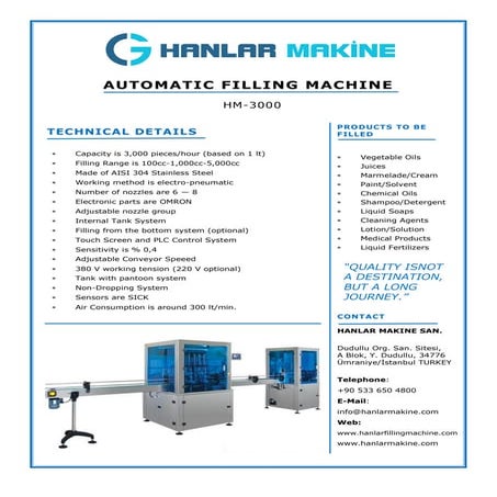 HM-3000 - Automatic Filling Machine | PDF