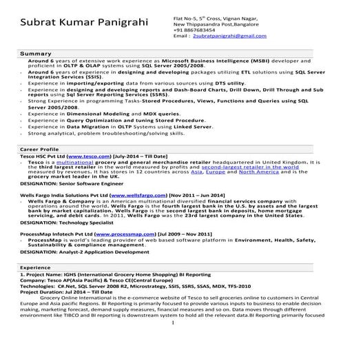 Subrat K Panigrahi Resume | DOC