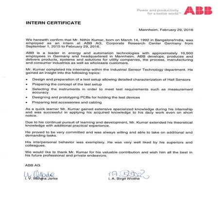 Nithin_ABB_Internship | PDF