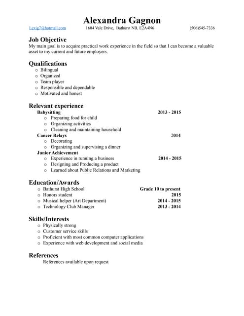 Kinza Asif RESUME school | PDF