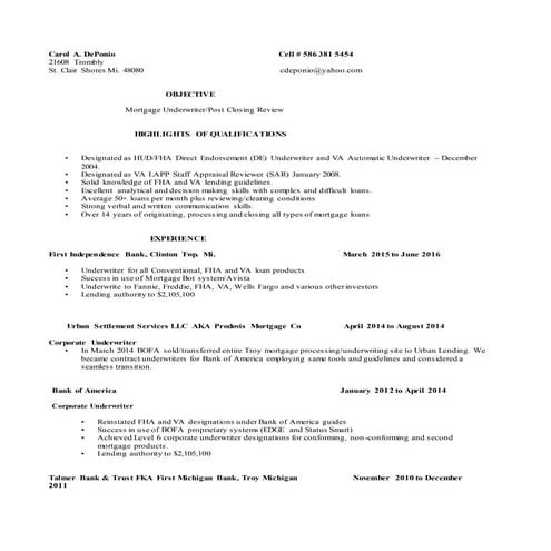 Carol DePonio Resume | DOCX