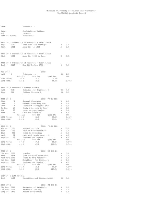 Michael Leibovitz. Transcripts. Fall 2016 | PDF