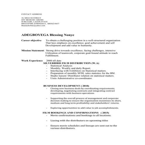 ADEWALE'S CV | PDF
