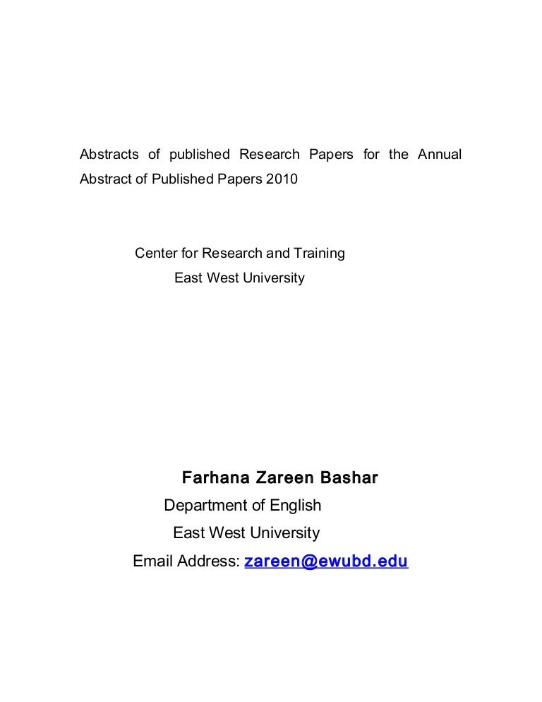 Abstracts of published Research Papers for the Annual Abstract of Pub…