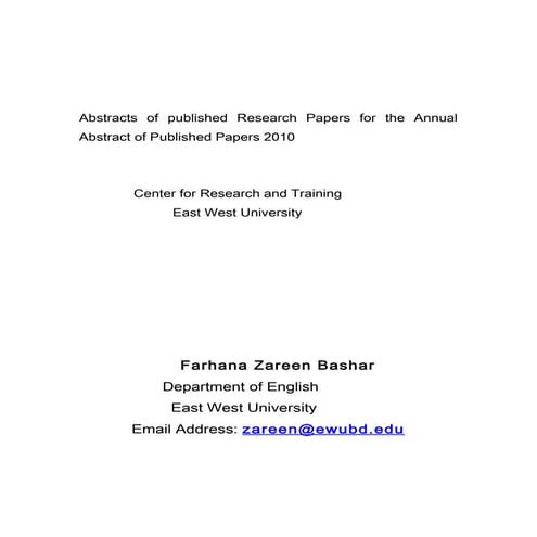 Abstracts of published Research Papers for the Annual Abstract of ...