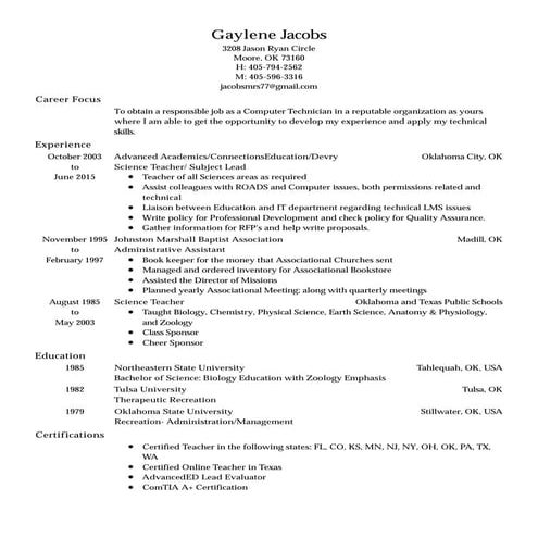 Gaylene Jacobs Resume 2 | PDF