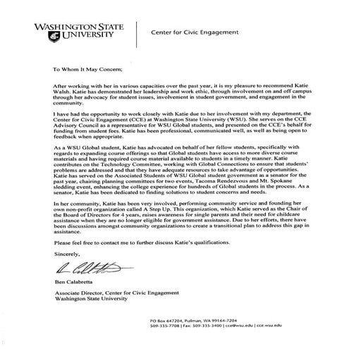 Katie Walsh Signed LOR-Ben Calabretta | PDF