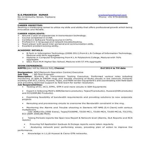 Pradeesh Resume | PDF