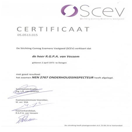 Certificaat NEN 2767 RvV | PDF
