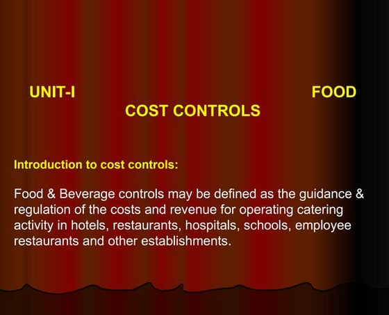 Food and BeveragE Cost Control | PPTX | Business Accounting & Finance ...