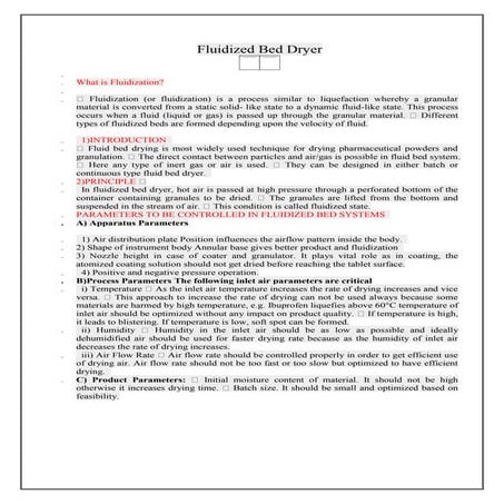 Fbd(Fluidized Bed Dryer) | PDF