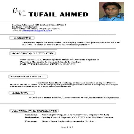 TUFAIL AHMED CV (2) | DOC
