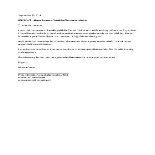 Cjs electrical reference letter | PDF