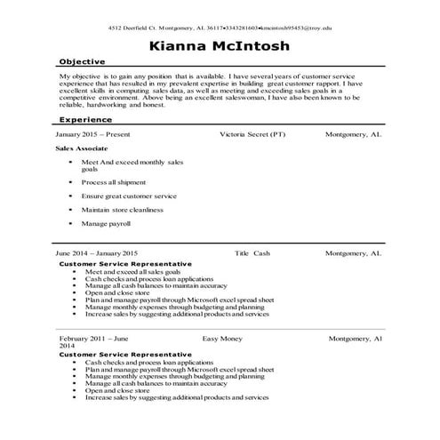 kianna mcintosh resume 2015 (new 2) | PDF