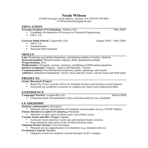 Resume (Noah Wilson) | PDF