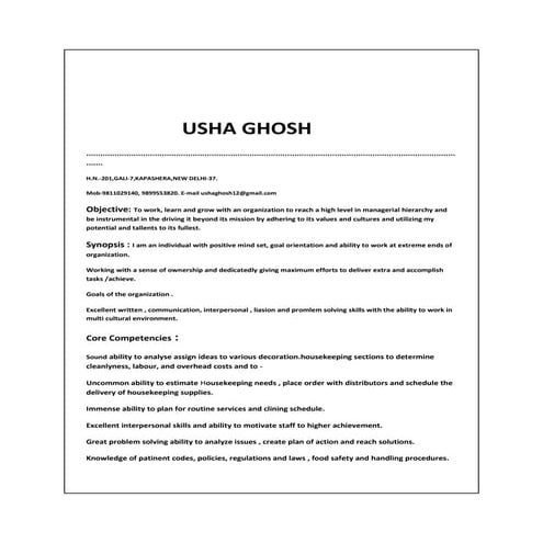 usha ghosh resume new | PDF