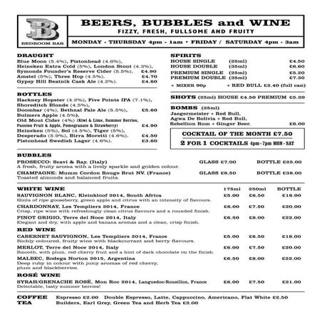 Half Moon Public Main Bar Menu | PDF
