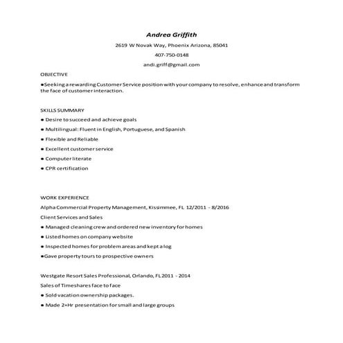 Andrea resume | DOCX | Business | Business and Finance