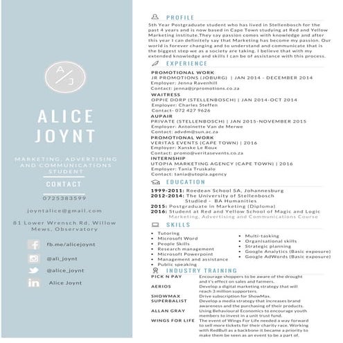 Alice joynt CVnew | PDF | Business | Business and Finance