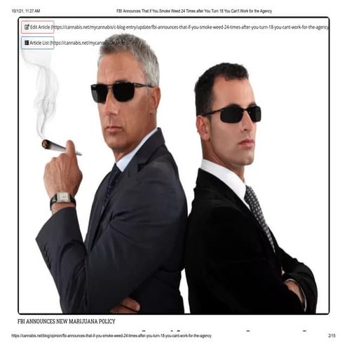 FBI Wants You To Stop Smoking Weed at 24 Times in Your Life or No Job | PDF