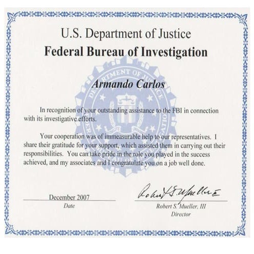FBI Recognition Award | DOCX