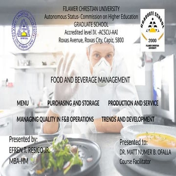 F&B OPERATIONS PPT- master in business administration major in ...