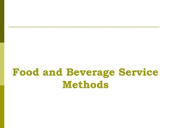 Presentation on F & B (Food & Beverage) | PPTX | Dining Out | Food & Drink