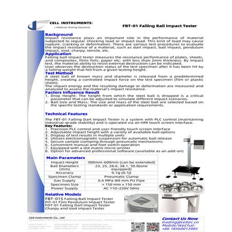 Measure Impact Resistance with FBT-01 Falling Ball Tester | PDF | Free ...