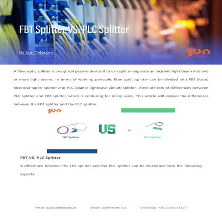 FBT Splitter VS. PLC Splitter | PDF